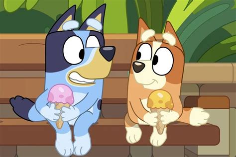 Bluey And Bingo Bluey Holding Ice Cream Bluey Eating Popsicles