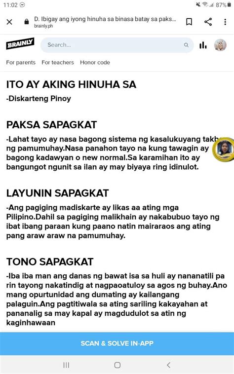 D Ibigay Ang Iyong Hinuha Sa Binasa Batay Sa Paksa Layuninat Tono 94380