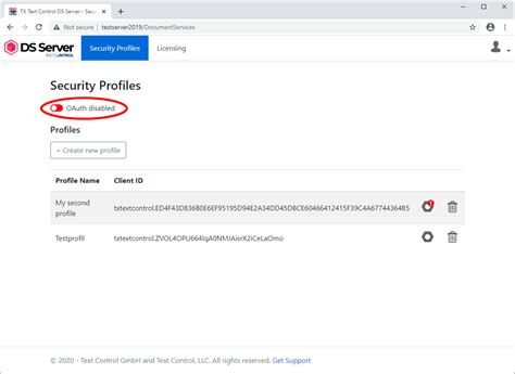 Enable OAuth DS Server