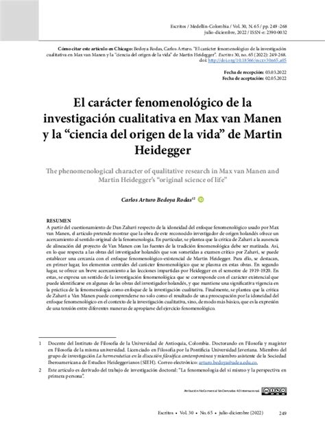 Pdf The Phenomenological Character Of Qualitative Research In Max Van Manen And Martin