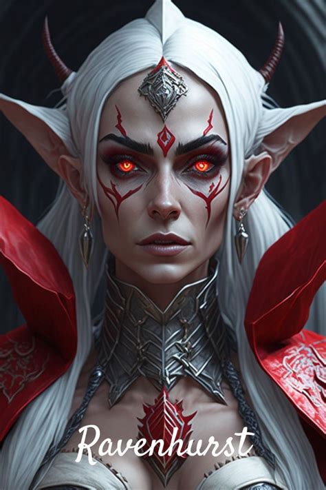 A Woman With Long White Hair And Red Eyes Wearing An Elf Costume