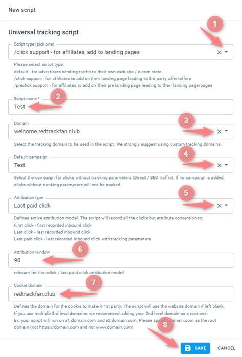 universal tracking script redtrack help