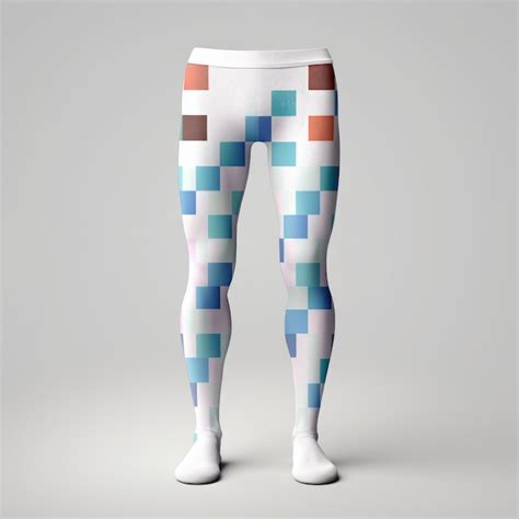 Pixel Print Leggings Para Hombres Minimalismo Colorido Con Dibujos