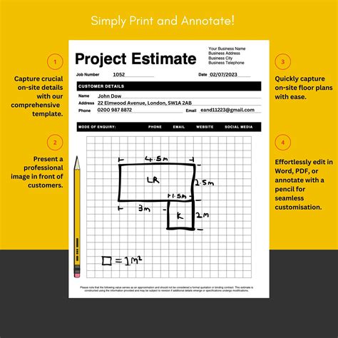 Construction Job Estimate Form Editable Pricing Template Printable