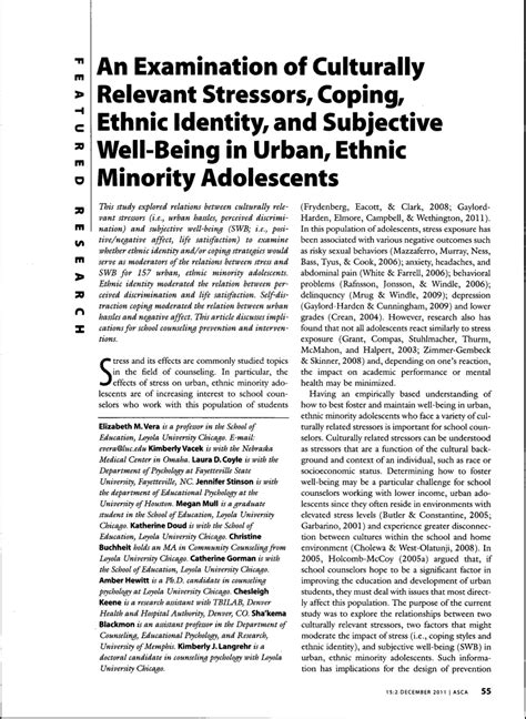 Pdf An Examination Of Culturally Relevant Stressors Coping Ethnic Identity And Subjective