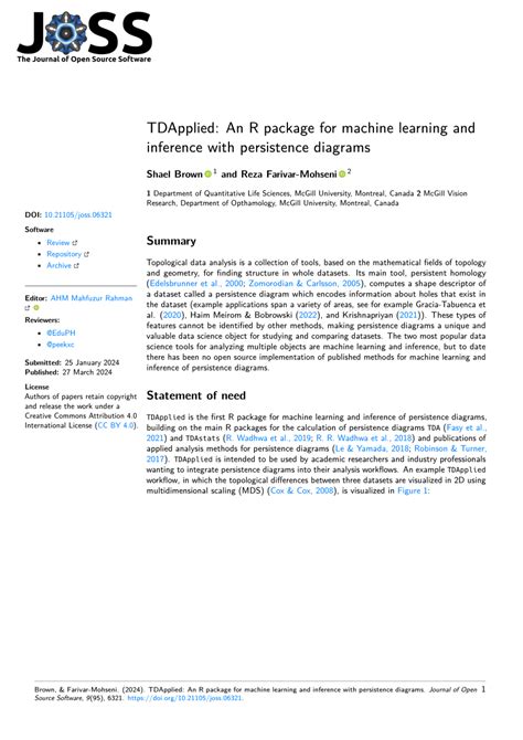 Pdf Tdapplied An R Package For Machine Learning And Inference With Persistence Diagrams