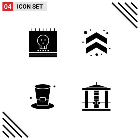 Stock Vector Icon Pack Of 4 Line Signs And Symbols For Calendar Glass Holiday Arrows Wine