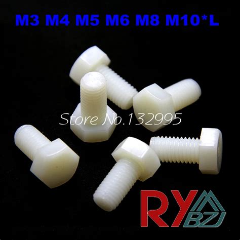 50pcs Lot M3 M4 M5 M6 M8 M10 L Nylon Hexagon Bolt Nylon Hex Bolt