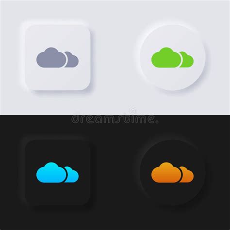 Cloud Icon Set Multicolor Neumorphism Button Soft Ui Design Stock