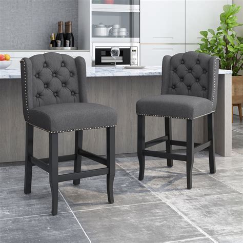 Charcoal Fabric Stacked Button Aesthetic Appeal Home Bar Use