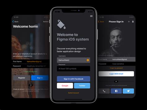 Ios Dark Ui App Layouts Sign In And Register Templates On Behance