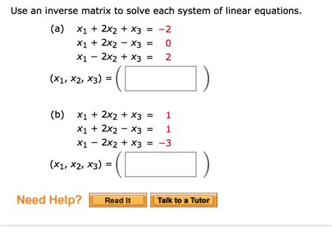 Solved Use An Inverse Matrix To Solve Each System Of Linear Chegg Com