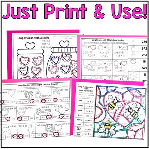 Valentines Day Math Activities No Prep Worksheets Bundle Math