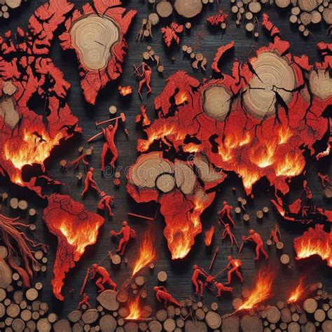 Forest Fires Are A Crisis For The World Map Concept Stock Illustration