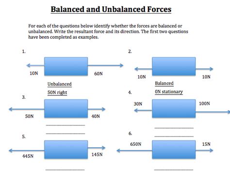 Balanced Forces Worksheets