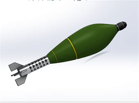 120mm迫击炮弹 SOLIDWORKS 2020 模型图纸下载 懒石网
