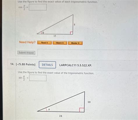 Solved Use The Figure To Find The Exact Value Of The Chegg