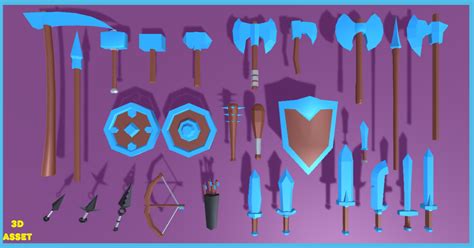 Weapons Pack 3d Hyper Casual Asset Low Poly 3d Weapons Unity Asset Store