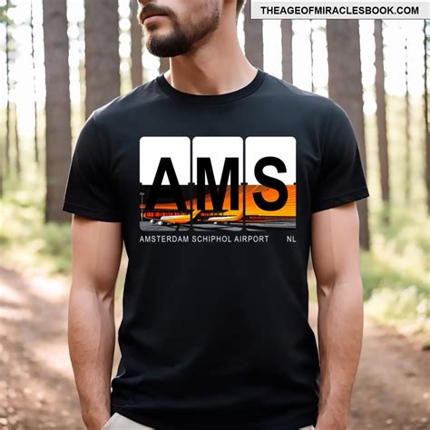 Amsterdam Schiphol Airport Netherlands Ams Iata Code Black T Shirt