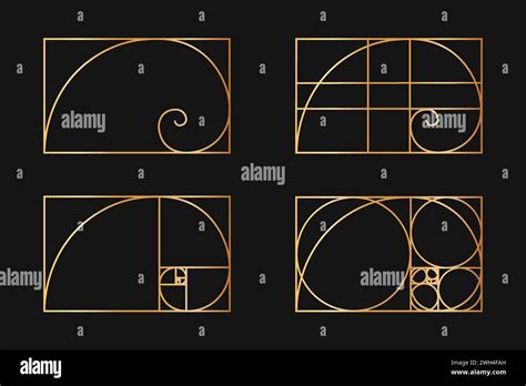 Golden Ratio Templates Logarithmic Spirals In Rectangle Frames Divided