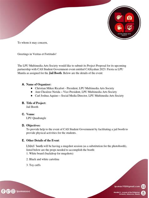 Lmas Jail Booth Proposal Pdf