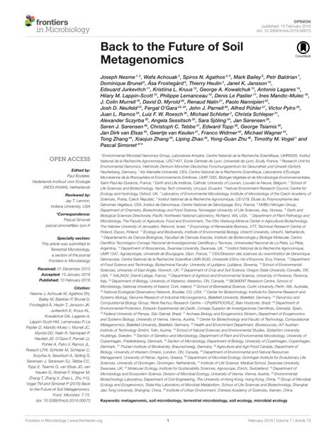 PDF Back To The Future Of Soil Metagenomics