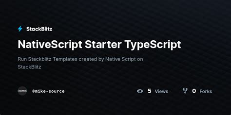 Nativescript Starter Typescript Stackblitz