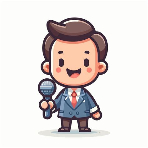 Premium Vector Vector Cute Presenter Stand Up With Happy Pose Cartoon