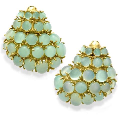 18k Gold Chalcedony Trocus Shell Earrings Shell Earrings Diamond Jewelry Designs Chalcedony