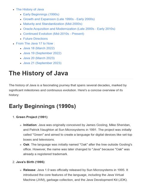 history java pdf java programming language java version history