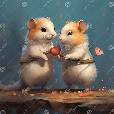 Sweet Hamster Couple In Love Created Using Ai Generative Stock
