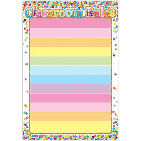 Smart Poly Chart 13 X 19 Confetti Classroom Rules Wgrommet