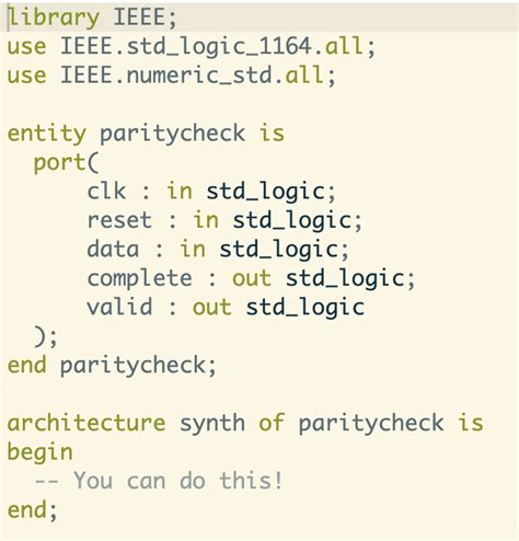 Write Vhdl Code To Describe A Parity Checking
