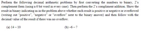 Solved Perform The Following Decimal Arithmetic Problems By Chegg