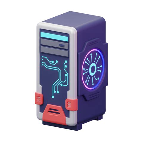 Stylized Pc Computer Tower With Neon Accents And Circuit Design