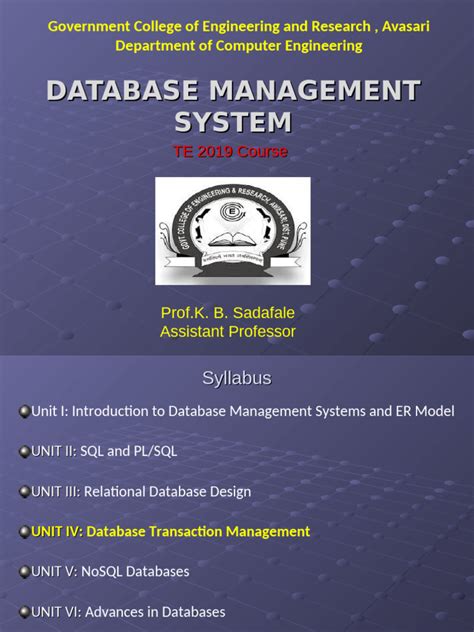 unit iv database transaction management 1 pdf database transaction