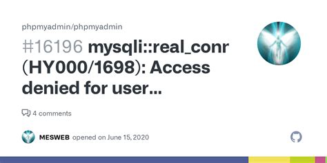 mysqli real connect hy000 1698 access denied for user root