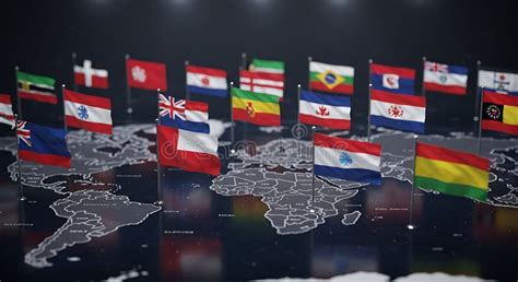 Global Flags On World Map International Unity And Diversity Stock Illustration Illustration