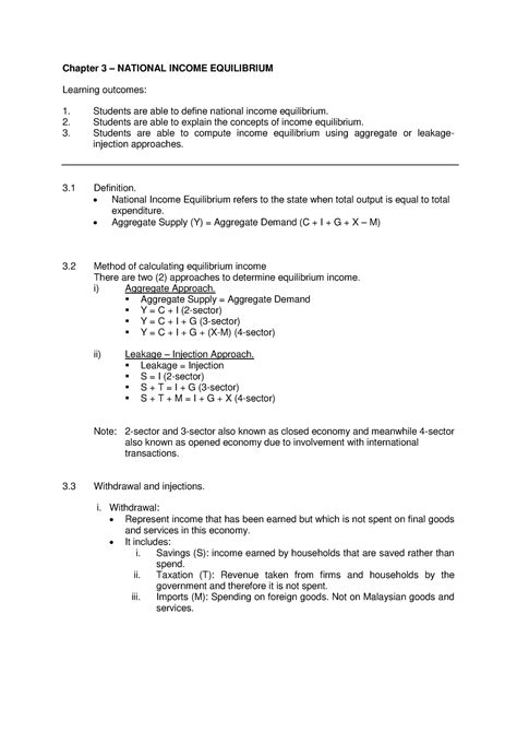 Chapter 3 National Income Equilibrium New Chapter 3 National