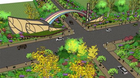 城市道路绿化设计su模型