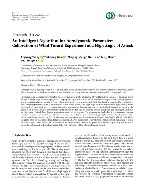 Pdf An Intelligent Algorithm For Aerodynamic Parameters Calibration Of Wind Tunnel Experiment