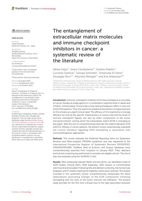 Pdf The Entanglement Of Extracellular Matrix Molecules And Immune