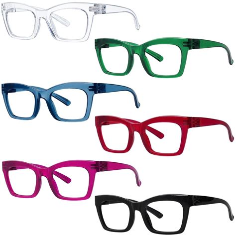 Reading Glasses Cat Eye Metalless Screwless Spring Hinges 6 Pack Women