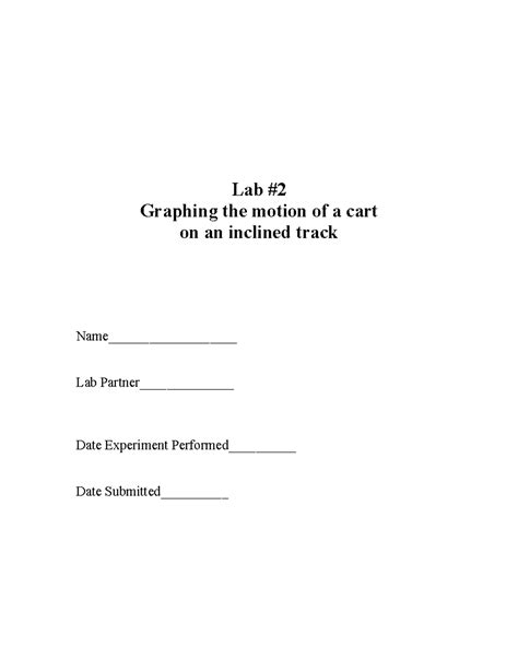 Lab 2 Graphing Motion Lab 2 Lab Graphing The Motion Of A Cart On