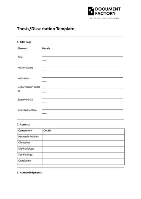 Thesis Dissertation Template Document Factory