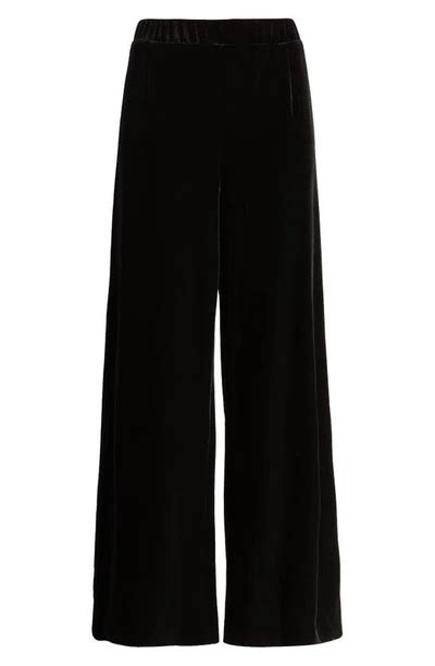 Ming Wang Pull On Wide Leg Velvet Pants In Black Modesens
