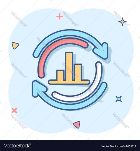 Growing Bar Graph Icon In Comic Style Increase Vector Image