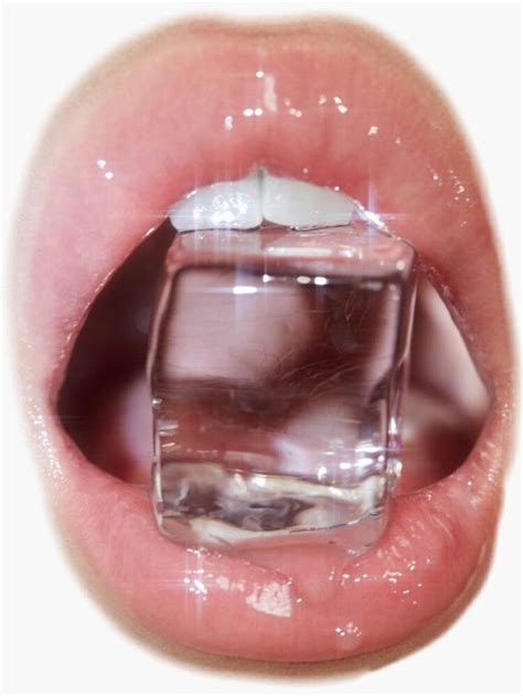 A Woman S Mouth With An Ice Cube In It