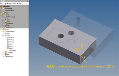 Unable To See Hidden Lines From Other Parts In Inventor 2014 Autodesk