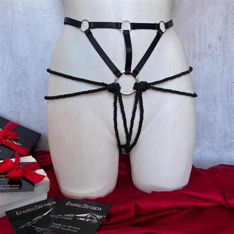 Self Bondage Shibari Rope Cupless Lingerie Strappy Body Harness Plus